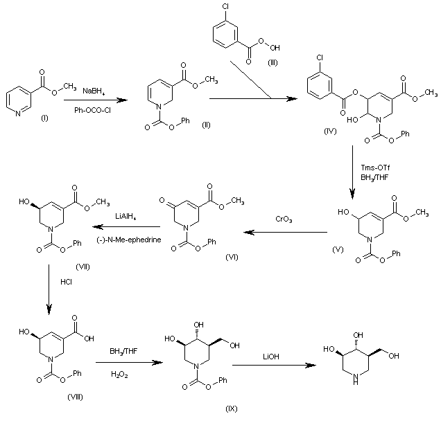 Isofagomine hydrochloride, NN-42-1007-药物合成数据库