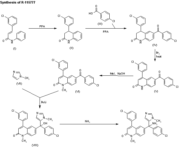 Tipifarnib, NSC-702818, R-115777, Zarnestra-药物合成数据库