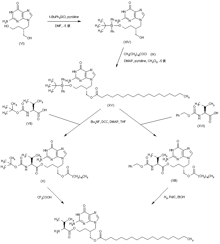 Valomaciclovir stearate, RP-606, ABT-606, A-174606.0, MIV-606-药物合成数据库