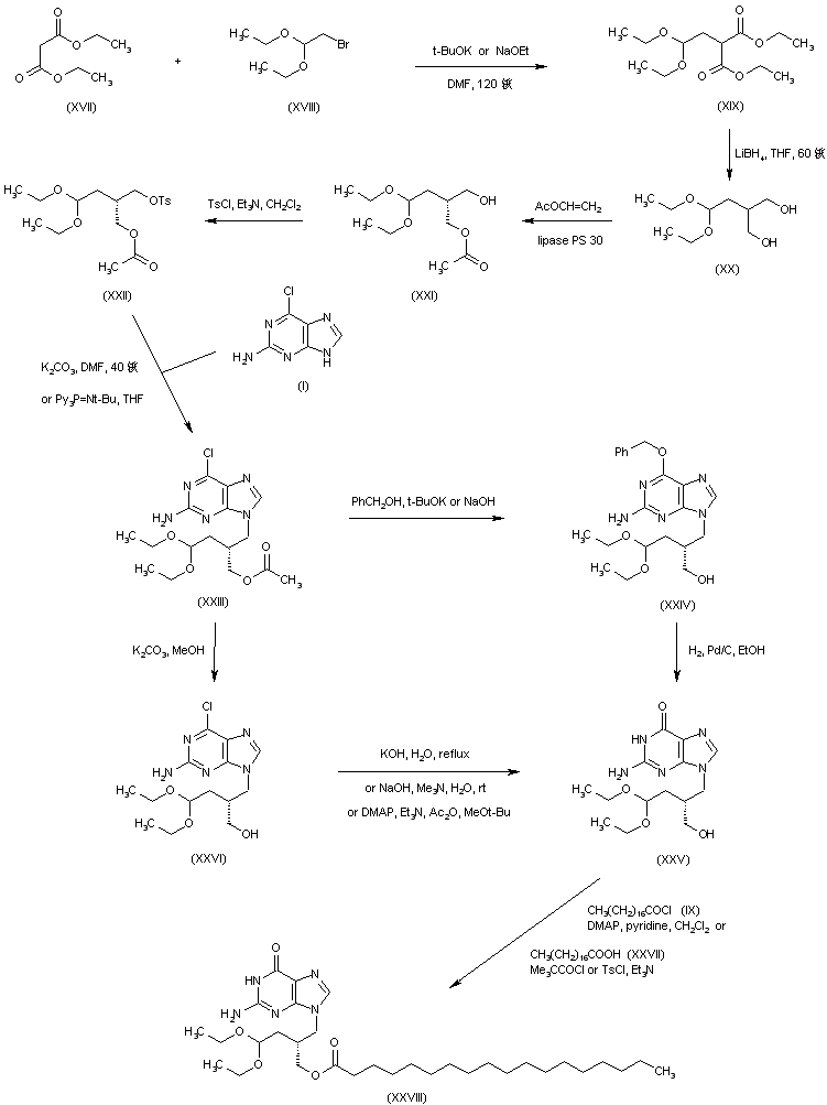 Valomaciclovir stearate, RP-606, ABT-606, A-174606.0, MIV-606-药物合成数据库
